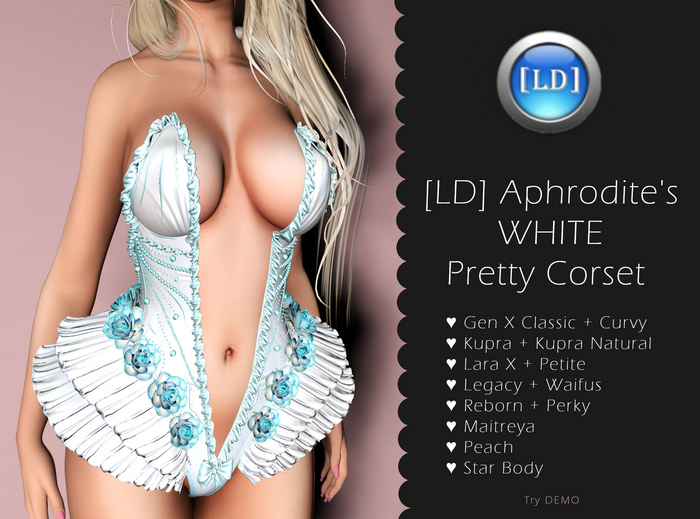 Second Life Marketplace - [LD] Aphrodite's WHITE Pretty Corset